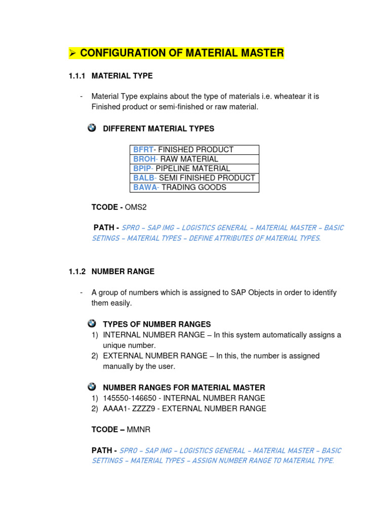 Material Master Configuration Guide | PDF | Logistics