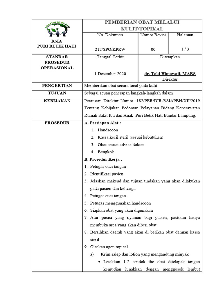 Spo Memberikan Obat Melalui Kulit Topikal | PDF