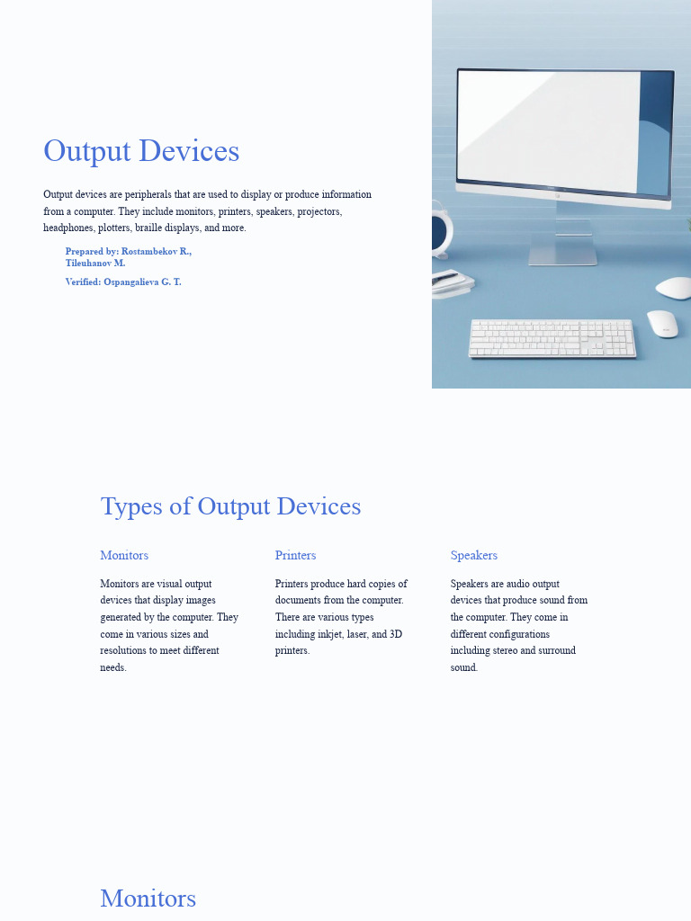 Output Devices Pdf Printer Computing Computer Monitor