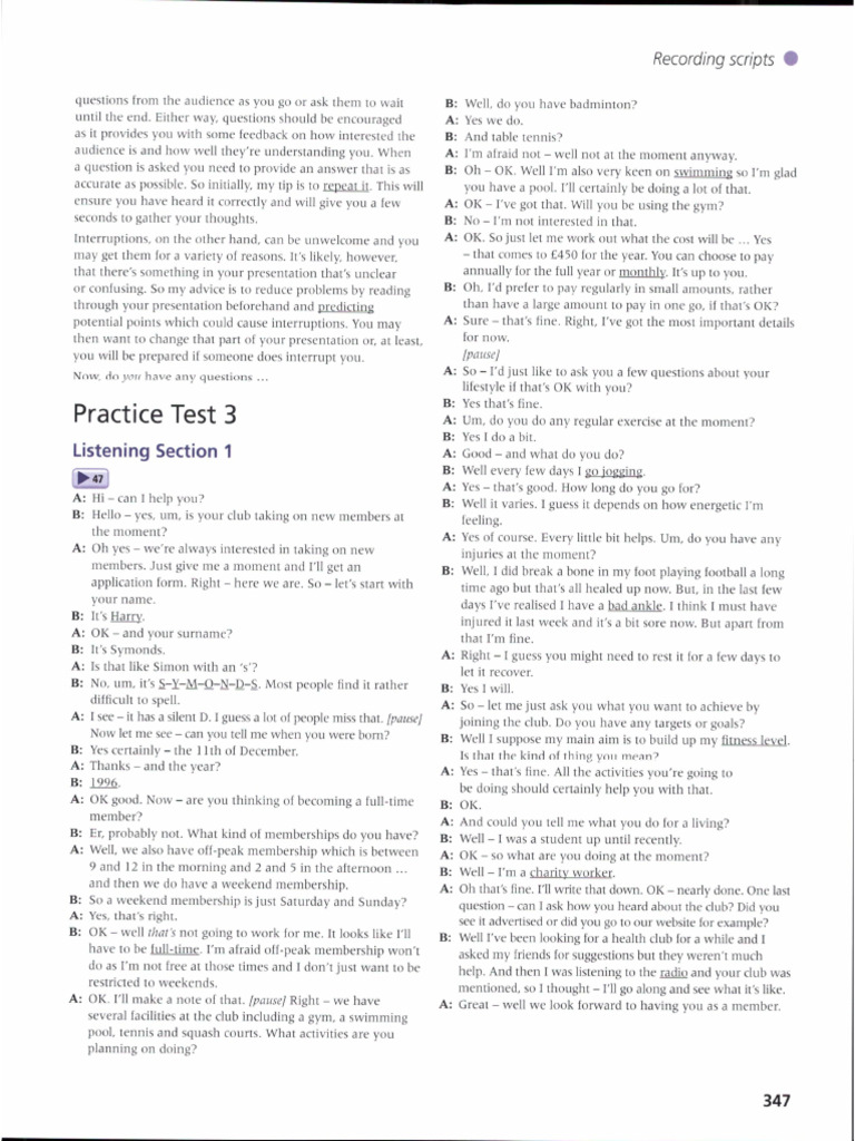Test 3 - Key+Listening Script | PDF