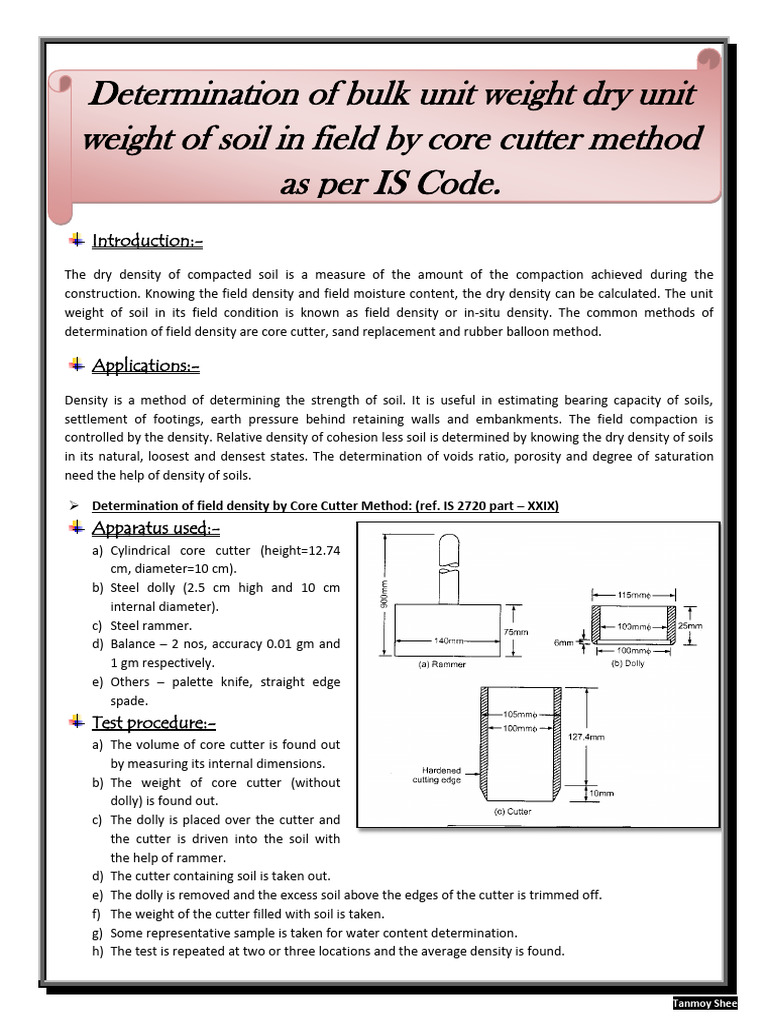 Field Density Measurement in Soil Testing | PDF | Density | Natural ...