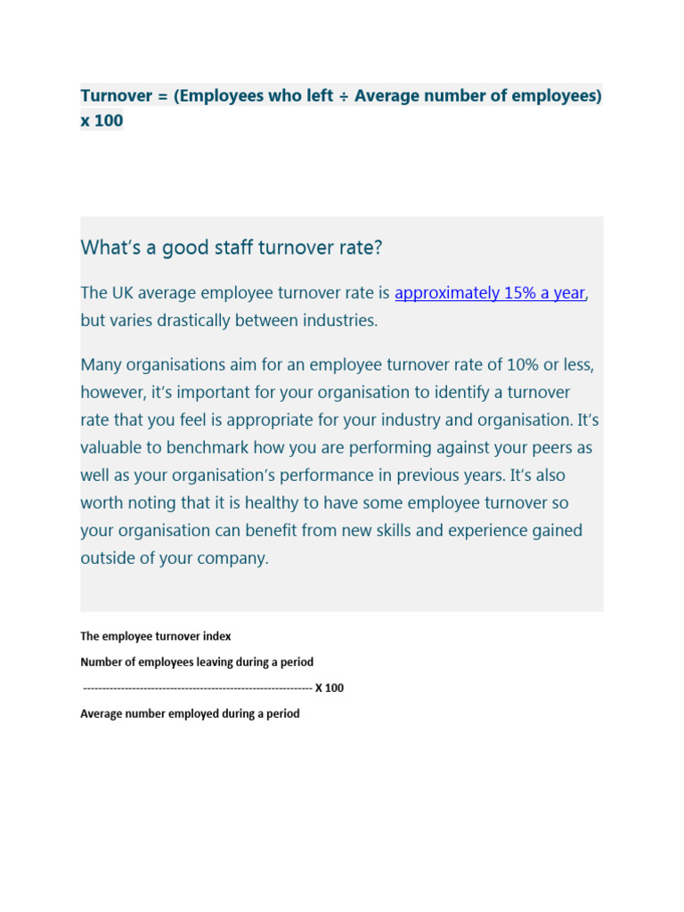 Understanding Employee Turnover Rates | PDF | Turnover (Employment ...