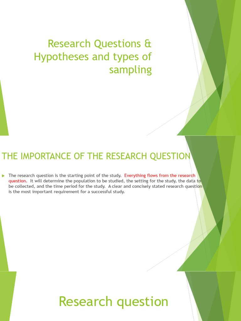 Research Questions & Hypotheses | PDF | Sampling (Statistics) | Hypothesis