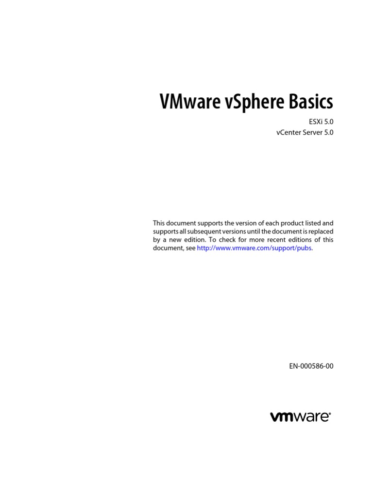 Vsphere Esxi Vcenter Server 50 Basics Guide | PDF | Virtual Machine | V Mware