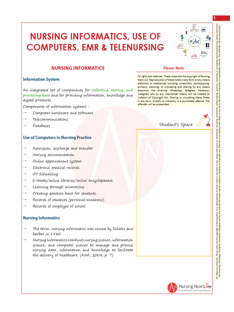 444 Nursing Informatics, Use of Computers, EMR & Telenursing | PDF ...