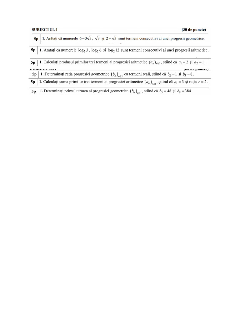 Progresii Ex BAC | PDF