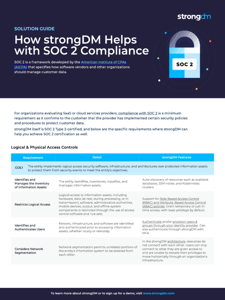 How Strongdm Helps With Soc2 Compliance | PDF | Computer Security ...