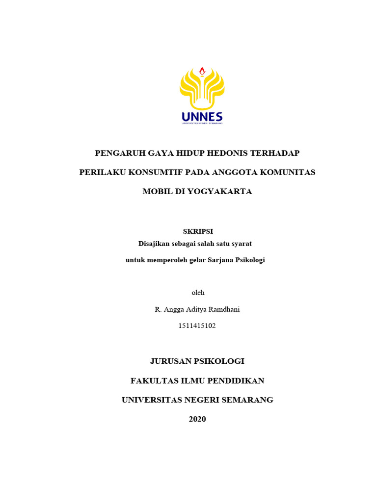 Pengaruh Gaya Hidup Hedonis Terhadap Perilaku Konsumtif Pada Anggota Komunitas Mobil Di ...