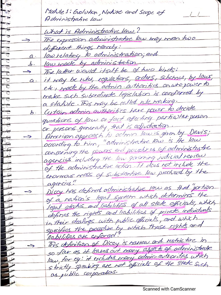 Admin Law Notes Handwritten | PDF