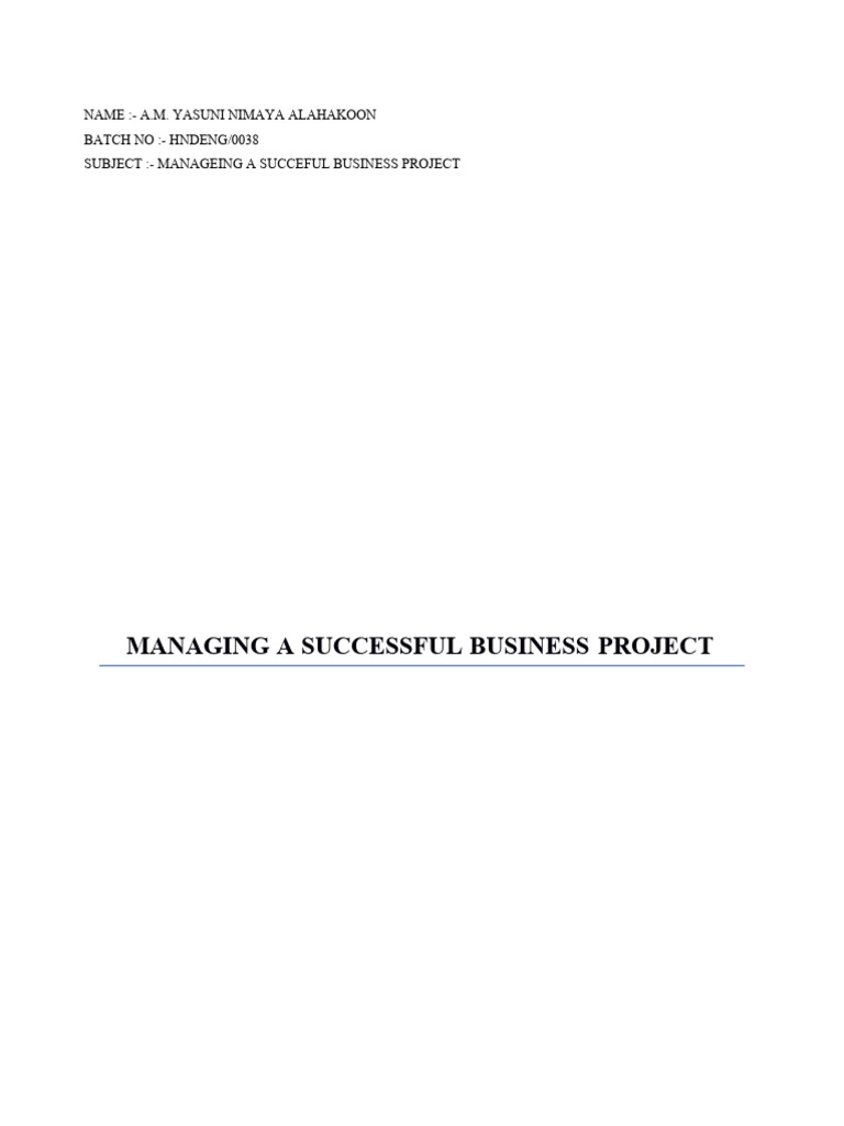 Managing A Successful Business Project | PDF | Employment | Methodology