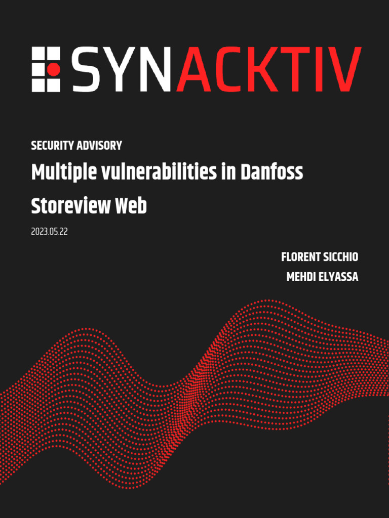 Synacktiv Danfoss Storeview Multiple Vulnerabilities | PDF | World Wide Web | Internet & Web