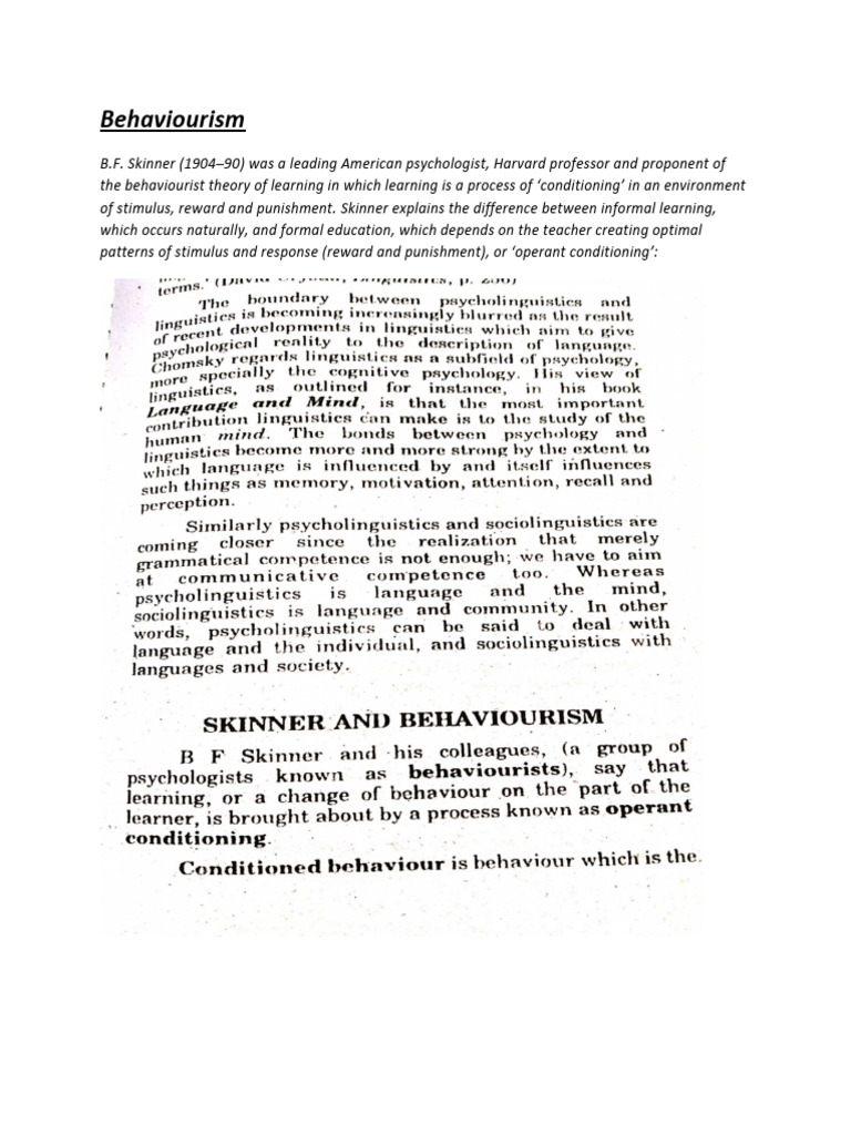 B.F.Skinner Behaviorism | PDF