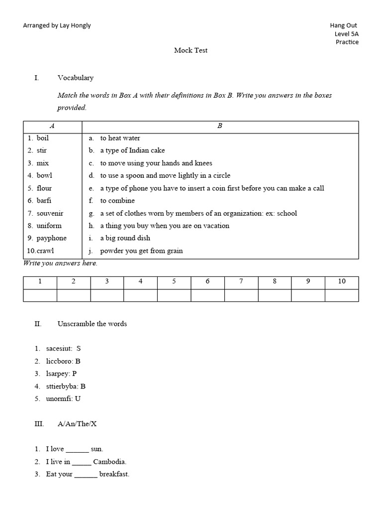 Mock Test | PDF | Linguistics | Languages