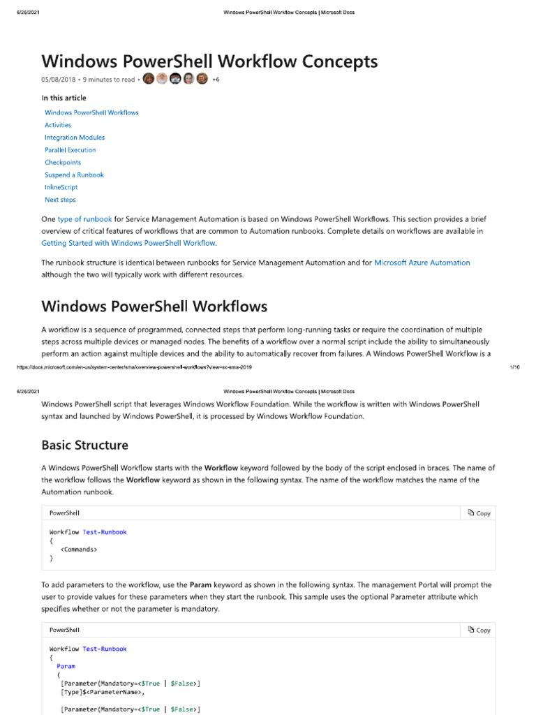 Workflow Concepts - Microsoft Docs | PDF