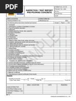 Pre Pour Inspection Checklist | PDF | Concrete | Precast Concrete