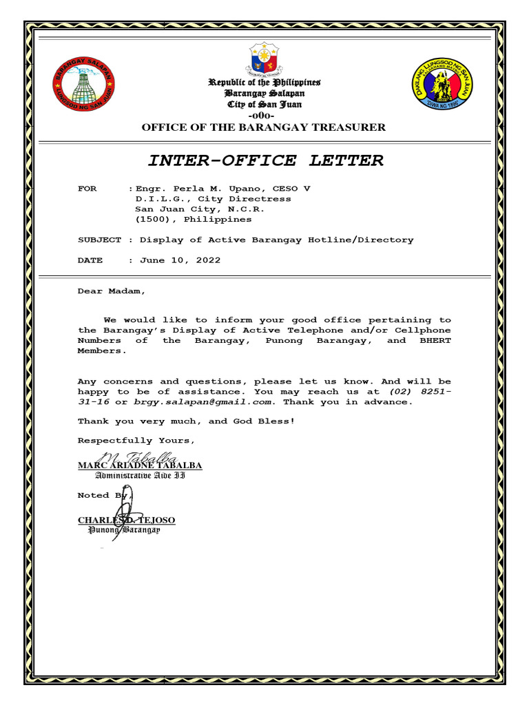 Inter-Office Letter DILG | PDF