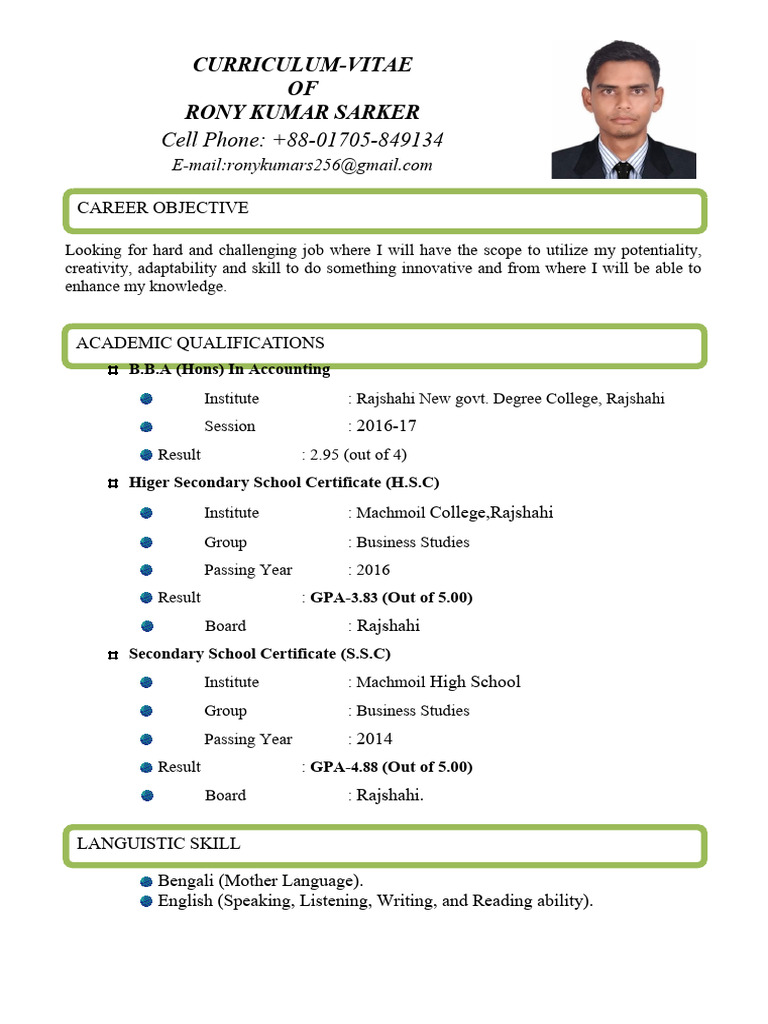 Shuvo CV | PDF | Creativity | Bangladesh