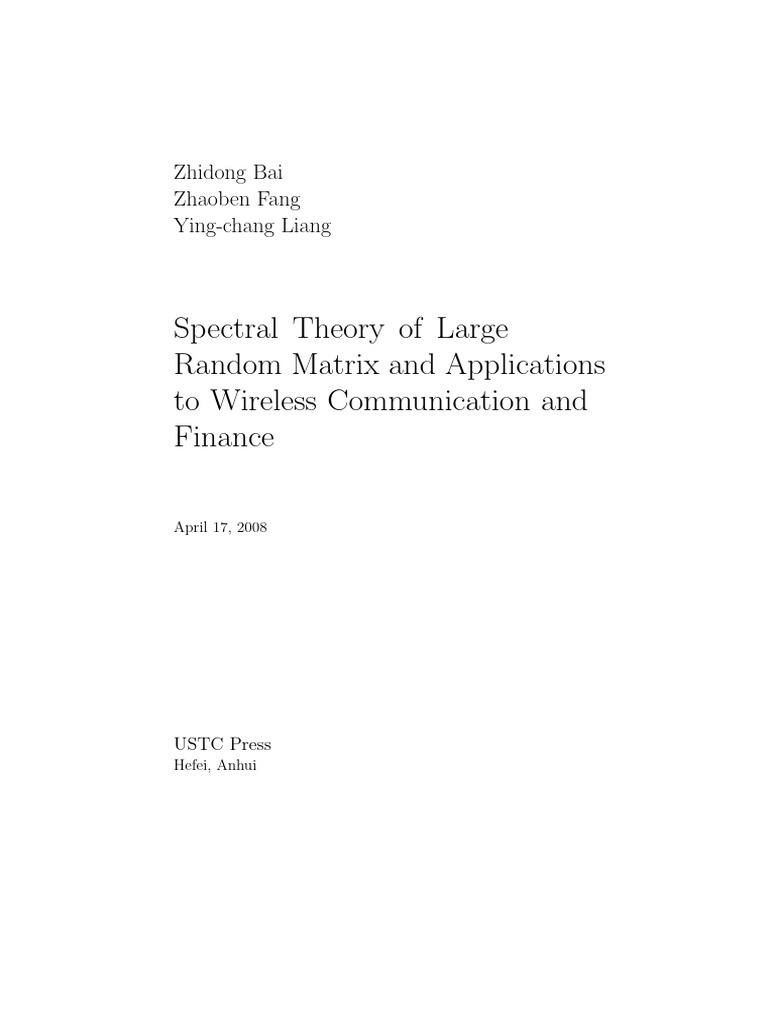Spectral Theory and Application | PDF | Option (Finance) | Modern ...
