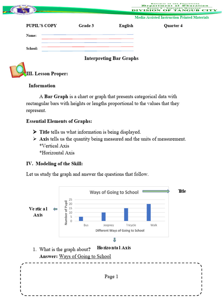 Interpreting Bar Graphs for Grade 3 | PDF | Chart | Cartesian ...