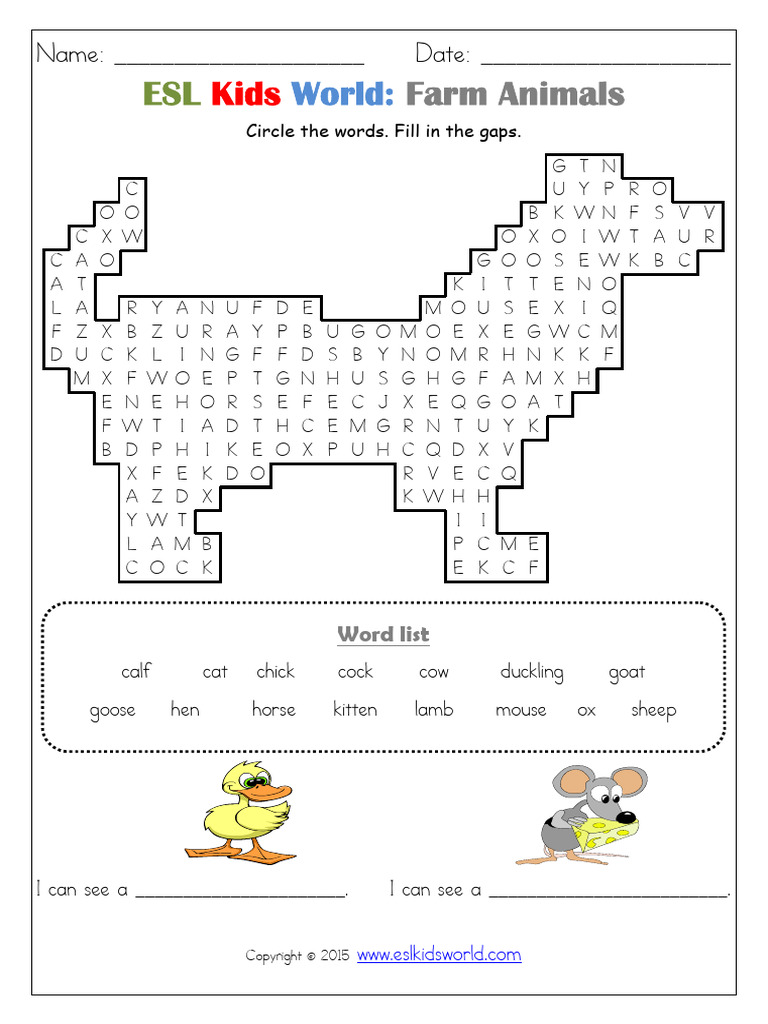 farm-animals-wordsearch | PDF | Domestication | Domesticated Animals