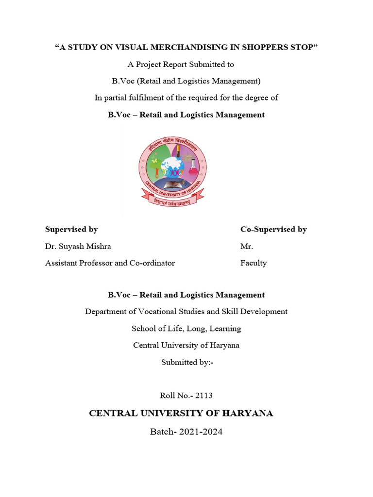 A Study on Visual Merchandising in Shoppers Stop | PDF | Retail | Brand