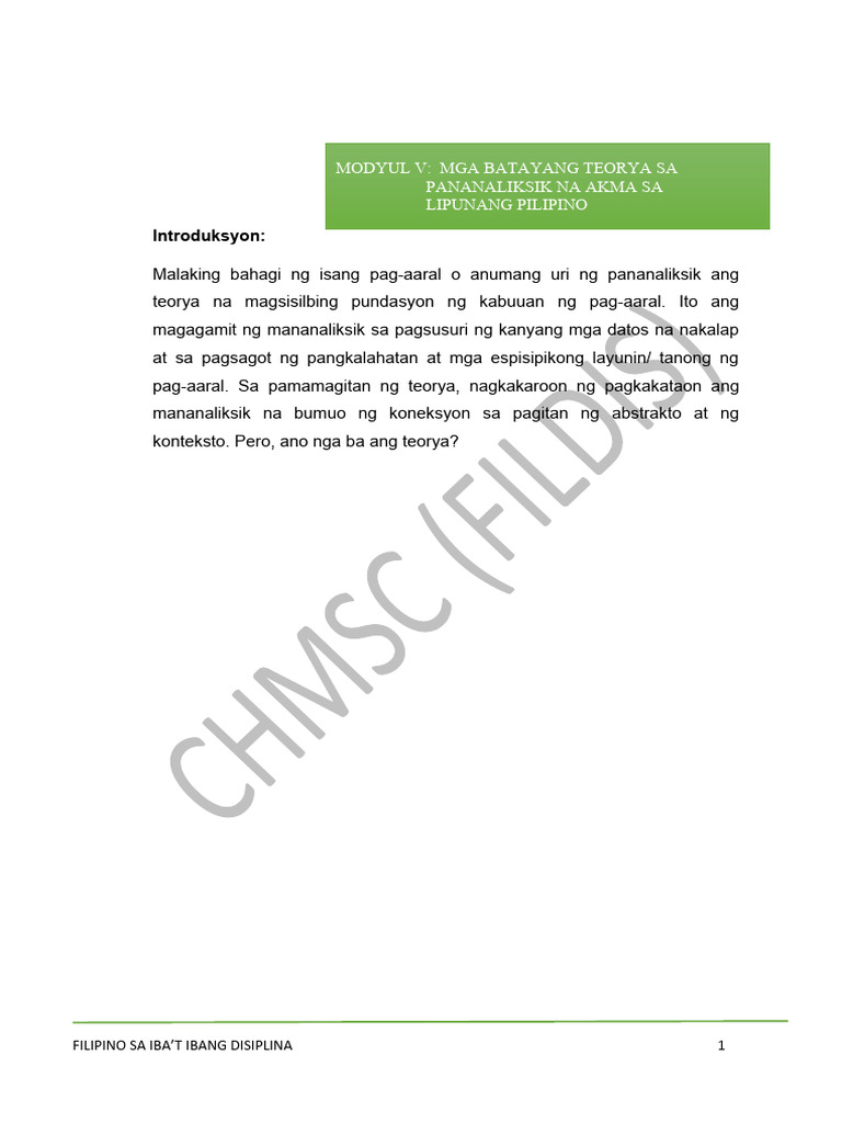 Fildis Modyul 5 | PDF