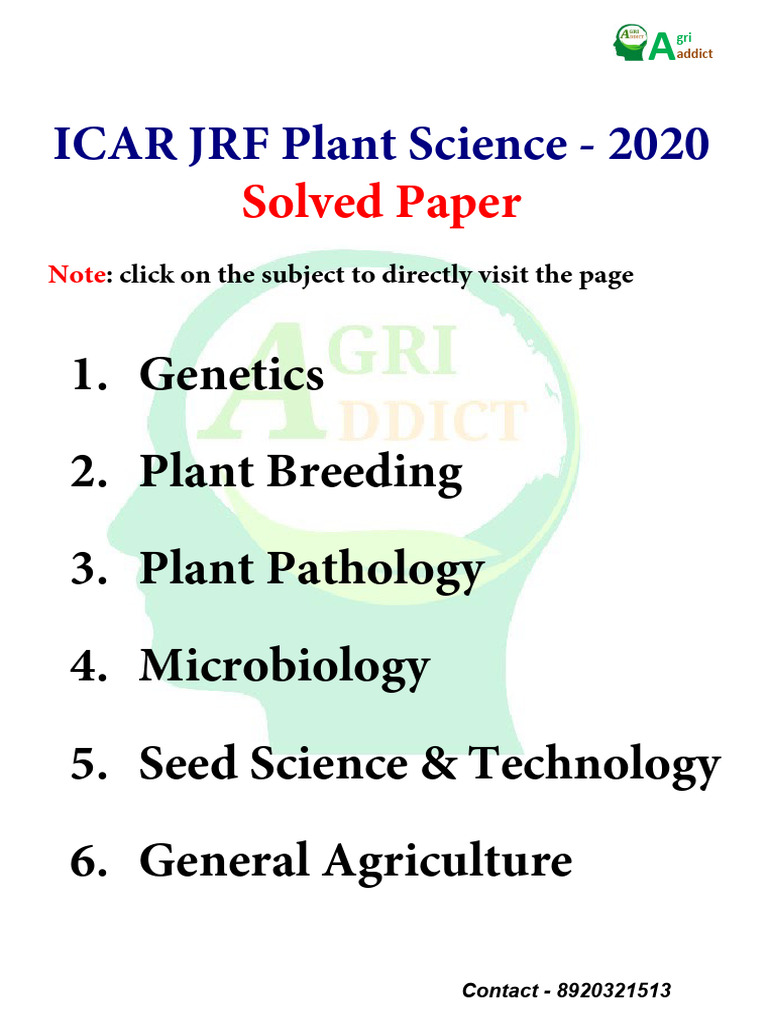 ICAR JRF 2020 - Seperated - AgriAddict | PDF | Genetic Linkage | Gene