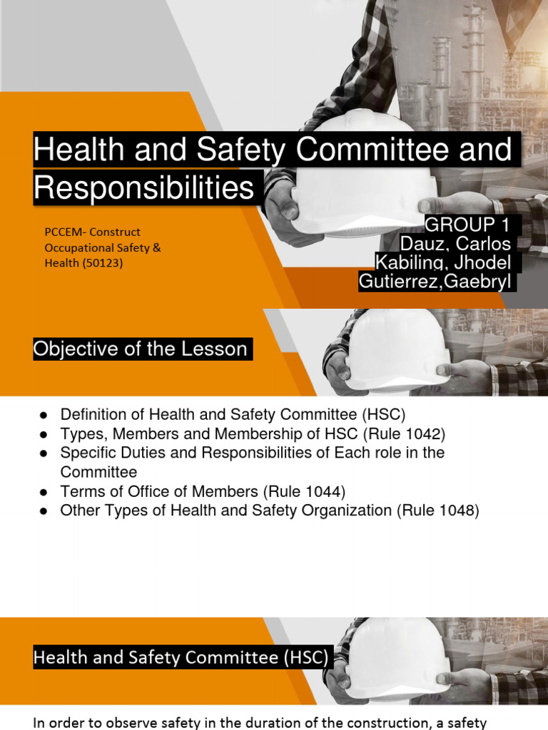 1 Health and Safety Committee and Responsibilities | PDF | Occupational ...