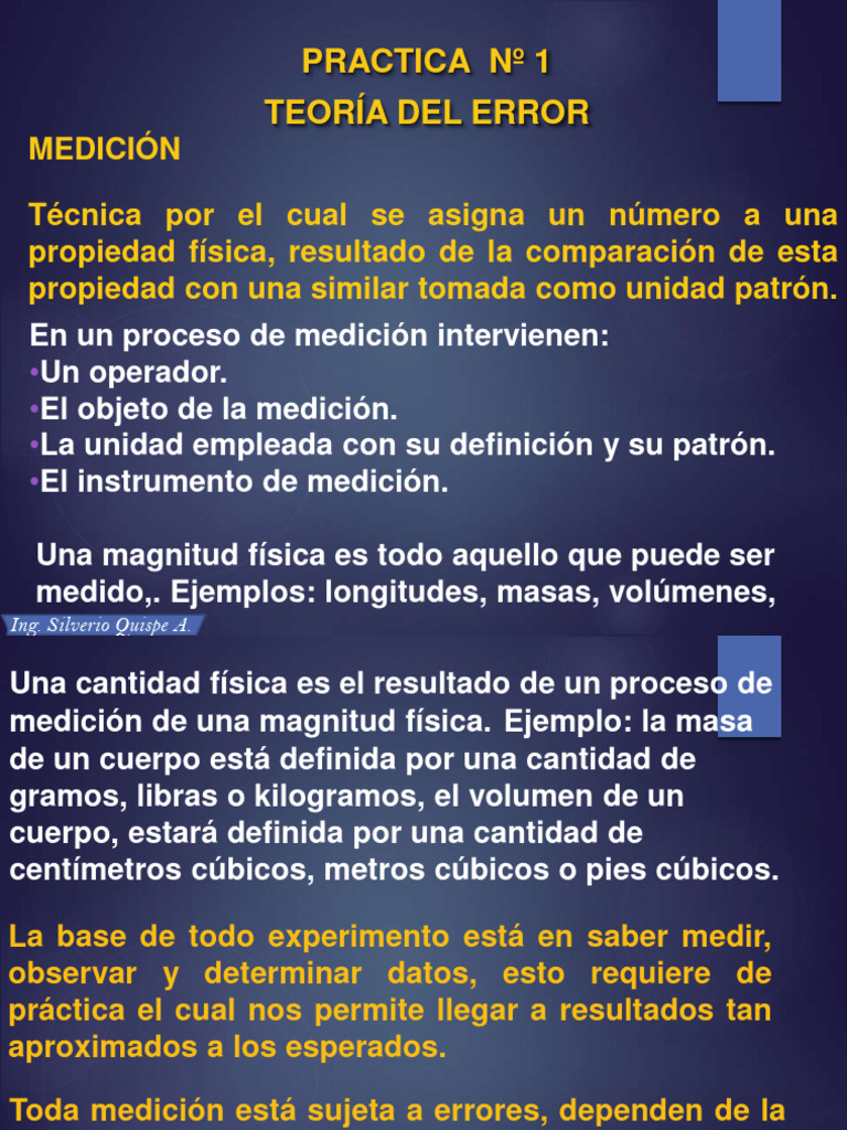 Prác-1-1 Teoría Del Error | PDF | Medición | Exactitud y precisión