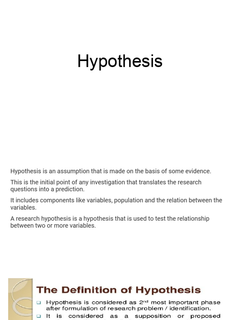 Hypothesis and Variables | PDF | Hypothesis | Type I And Type Ii Errors