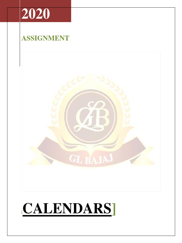 Calendars Assignment 2 | PDF | Observances