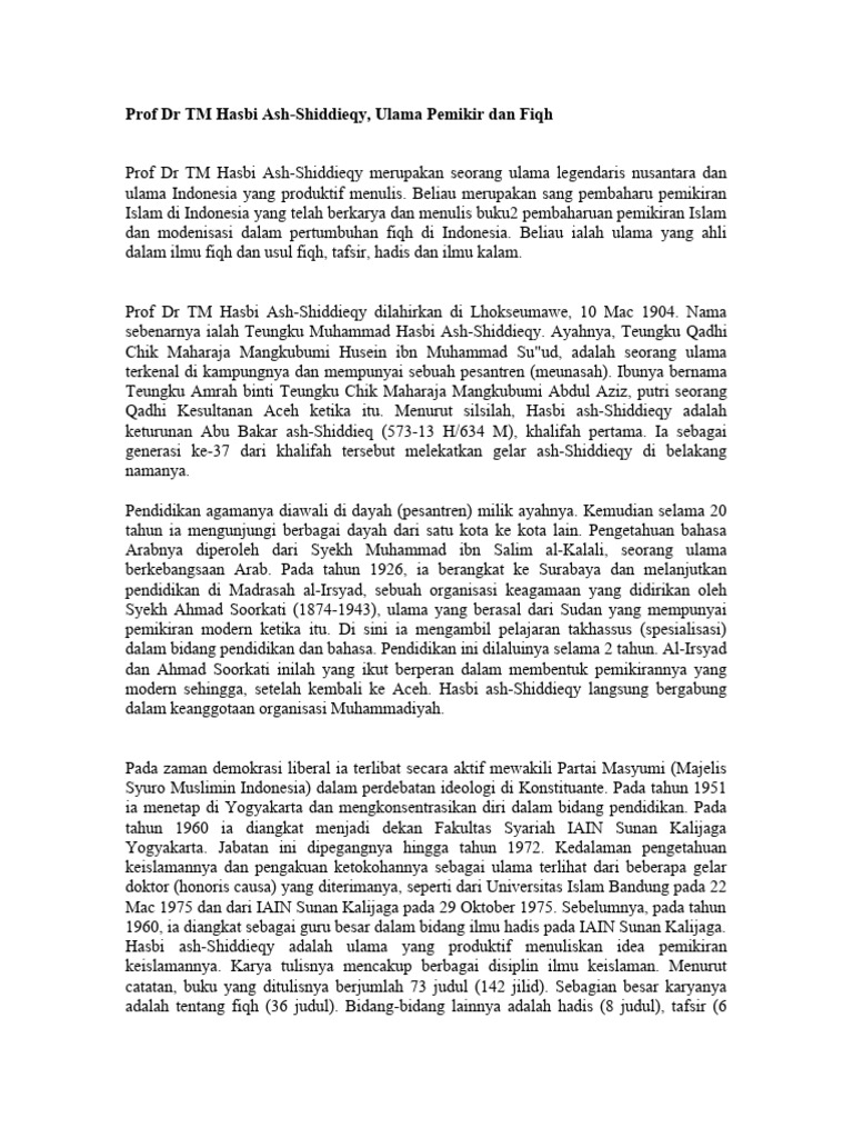Prof DR TM Hasbi Ash | PDF
