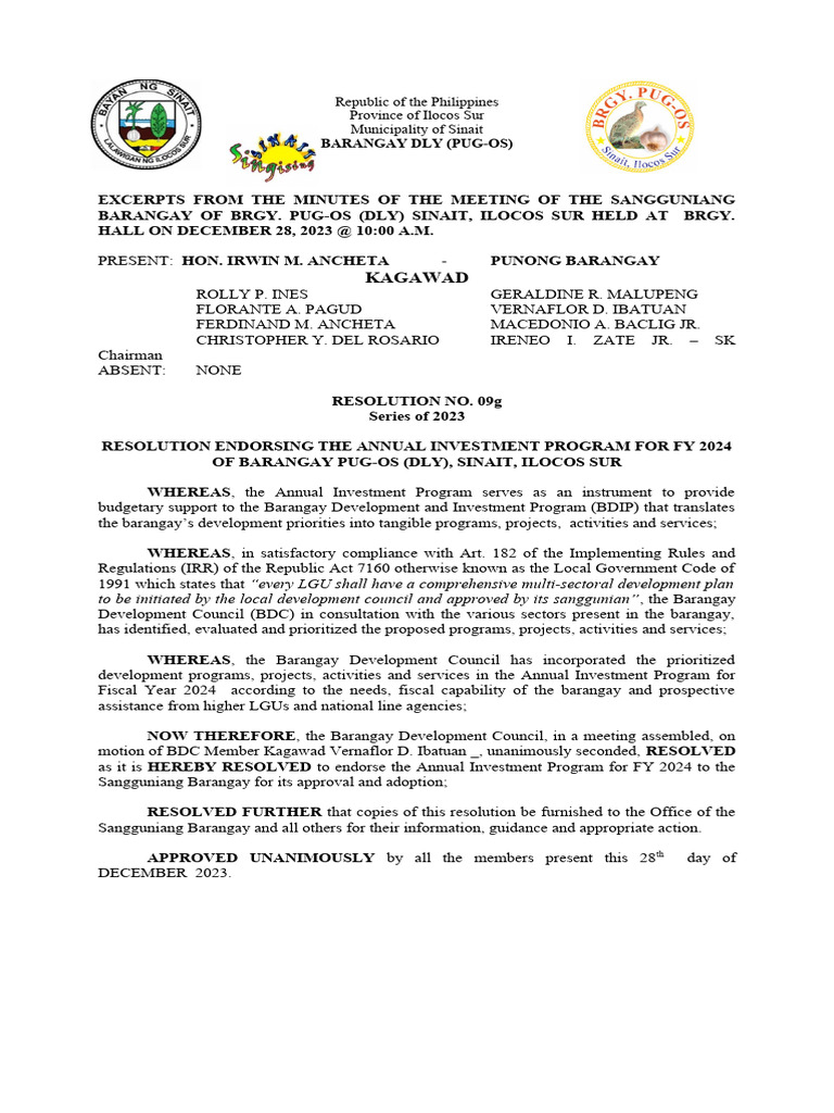 Aip Resolution (Endorsing & Adopting) | PDF | Government