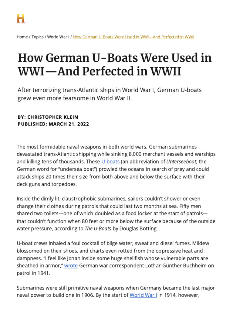 How German U-Boats Were Used in WWI-And Perfected in WWII - HISTORY ...