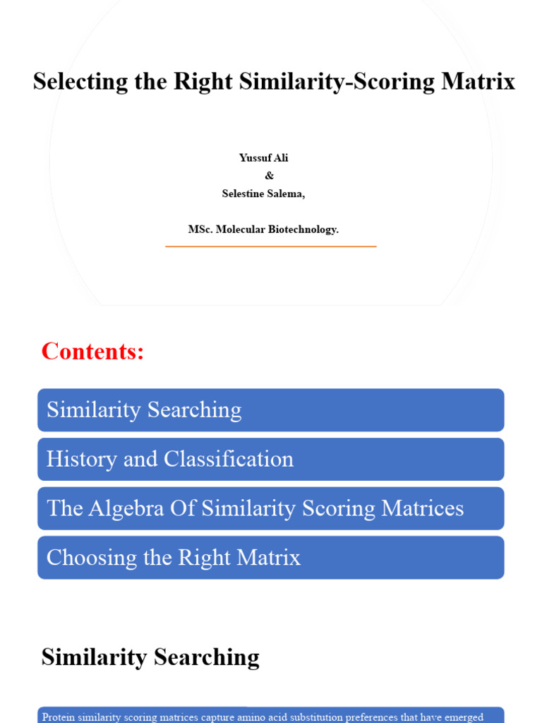 Selecting The Right Similarity-Scoring Matrix | Download Free PDF | Sequence Alignment ...