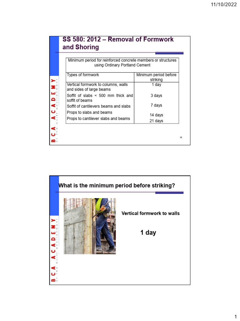 Formwork Striking Time | PDF | Civil Engineering | Masonry