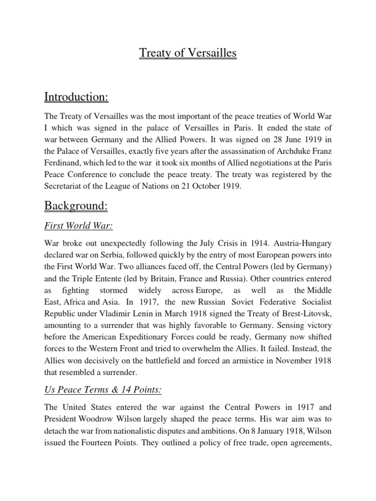 Treaty of Versailles | PDF | Treaty Of Versailles | Allies Of World War I