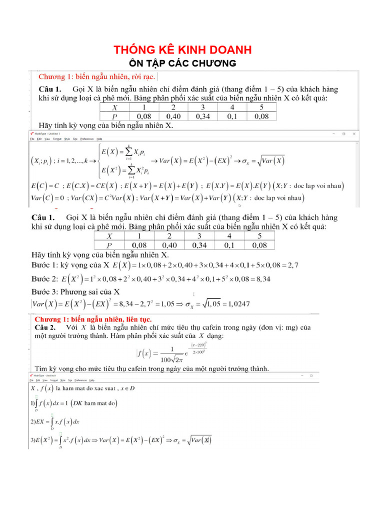 BTCN THỐNG KÊ KINH DOANH | PDF