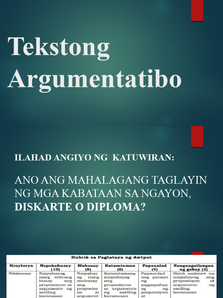 Tekstong Argumentatibo | PDF