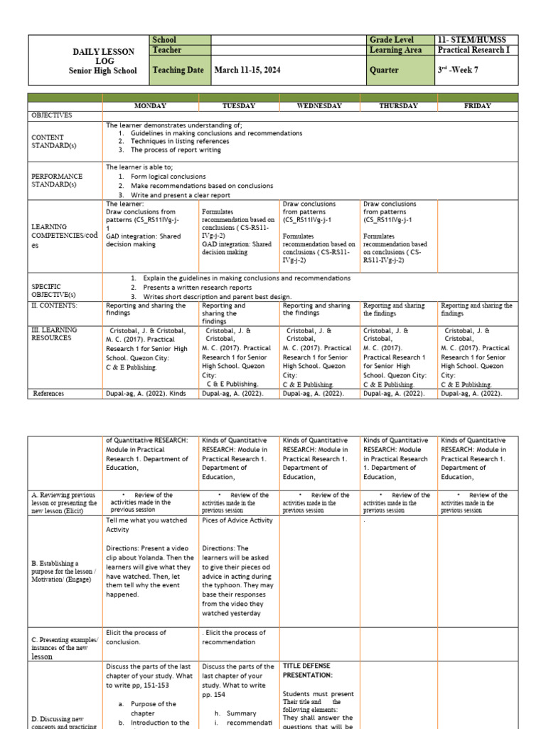 DLL Practical Research 1 Q3 Week 7 | PDF | Learning | Cognition