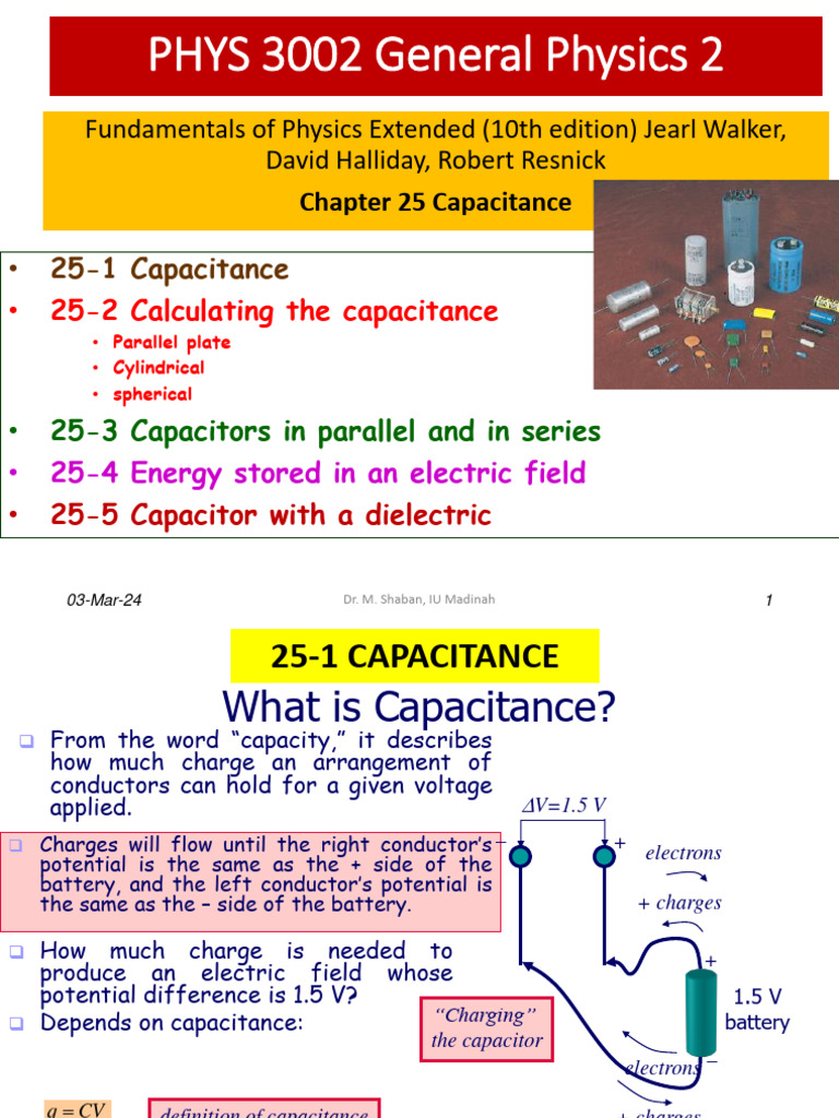 Chapter 25 Capacitance | PDF | Capacitance | Capacitor