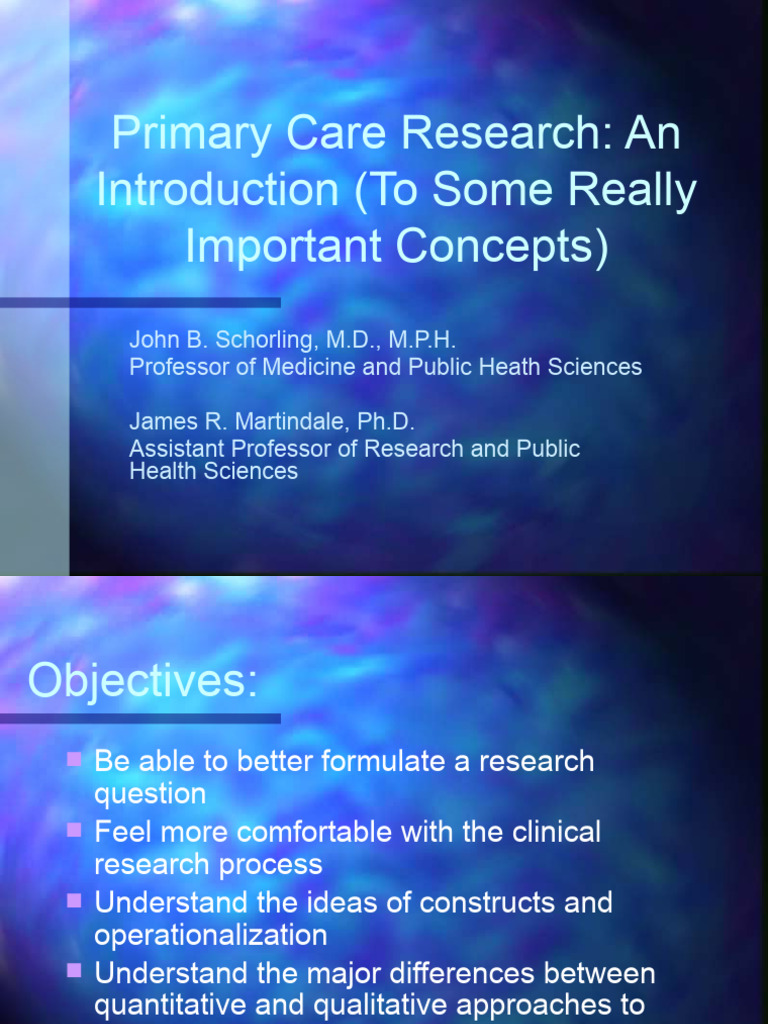 Primary Care Research: Key Concepts Explained | PDF | Quantitative ...