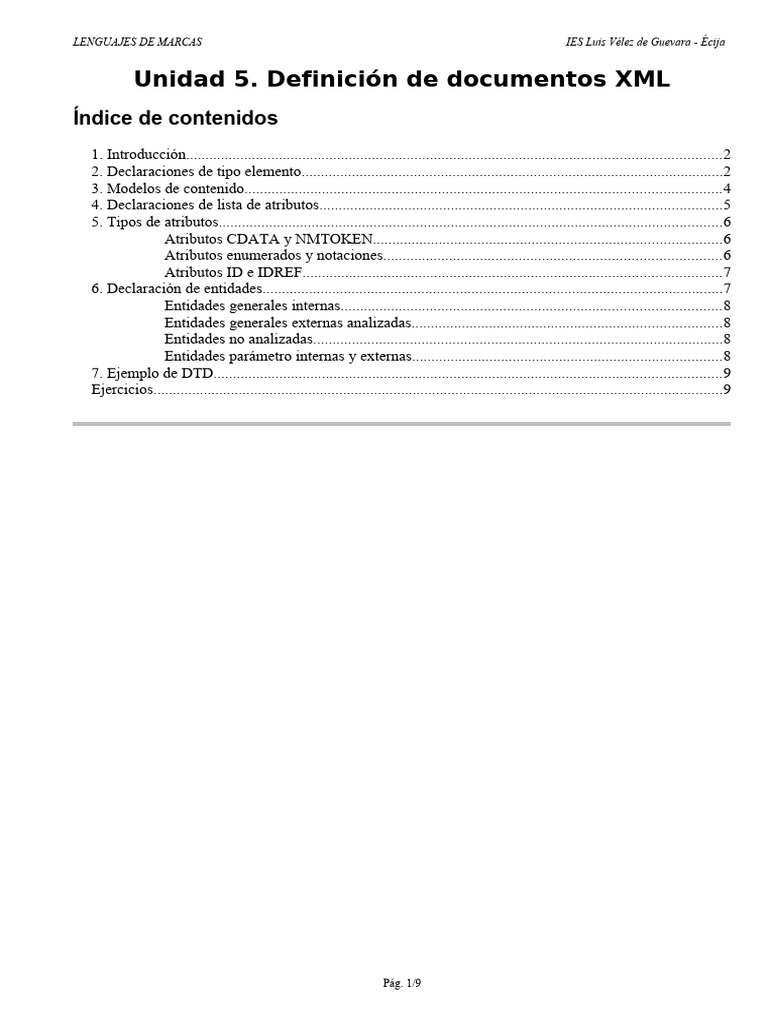LM - UT 5. Document Type Definiton (DTD) | PDF | Xml | Lenguaje de programación