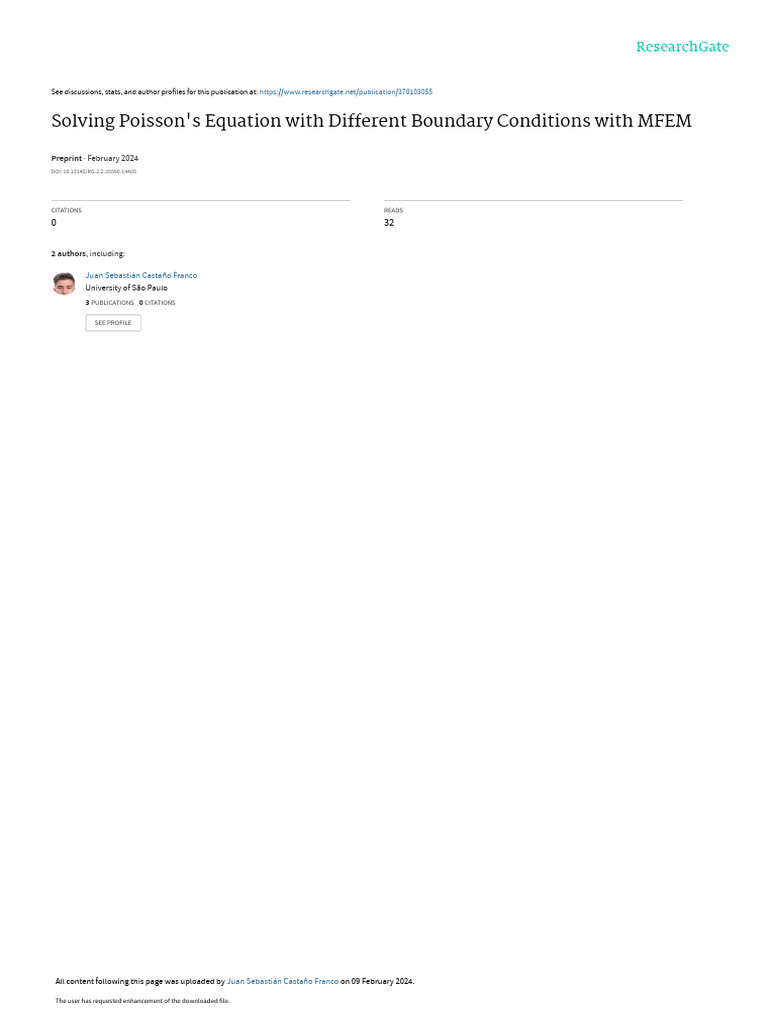 Solving Poissons Equation Pdf Partial Differential Equation Finite Element Method