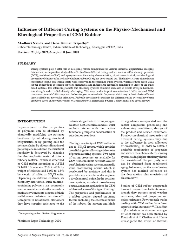 Csm Rubber Curing | PDF | Cross Link | Polymers