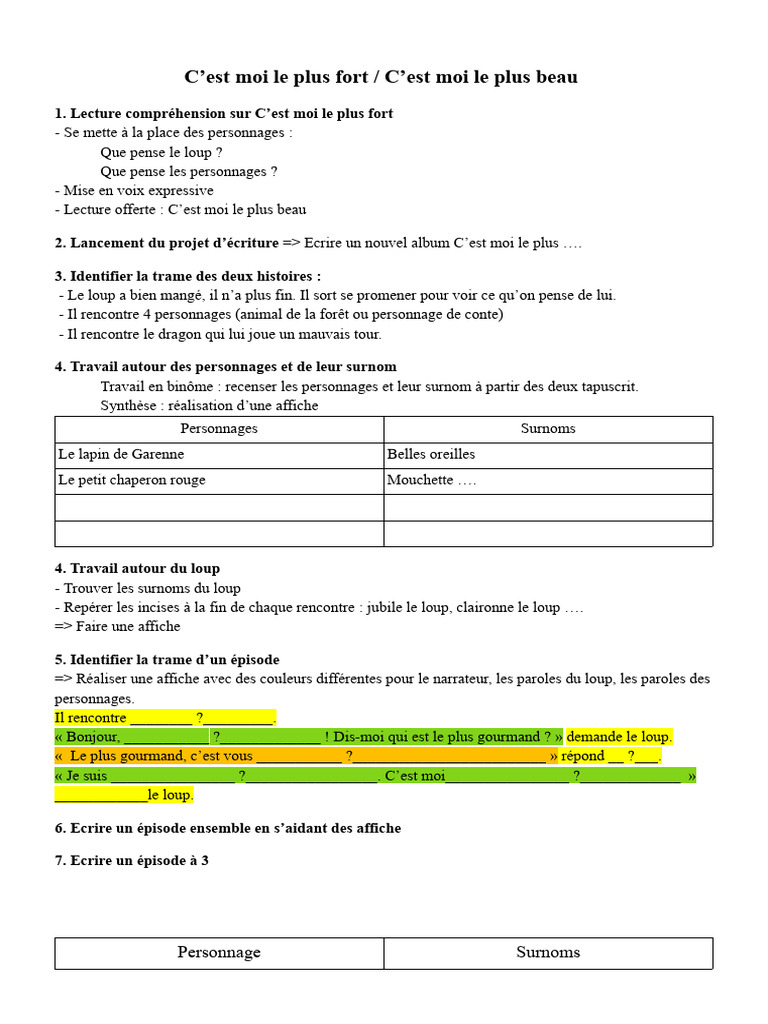 Activités pédagogiques sur "C'est moi le plus fort" | PDF