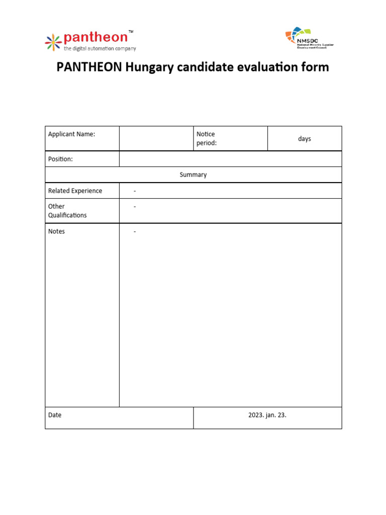 Candidate Evaluation Form | PDF