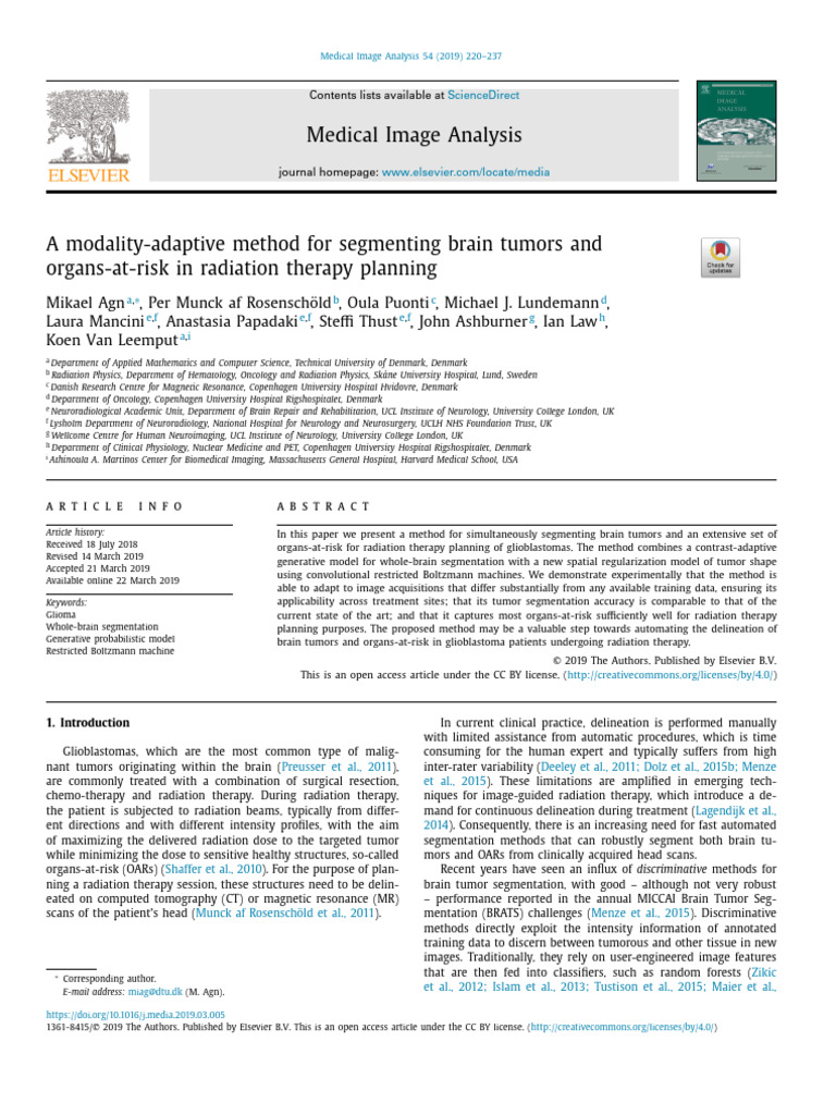 Medical Image Analysis | PDF | Radiation Therapy | Image Segmentation