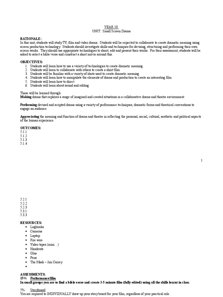Drama Unit | PDF | Comedy | Camera