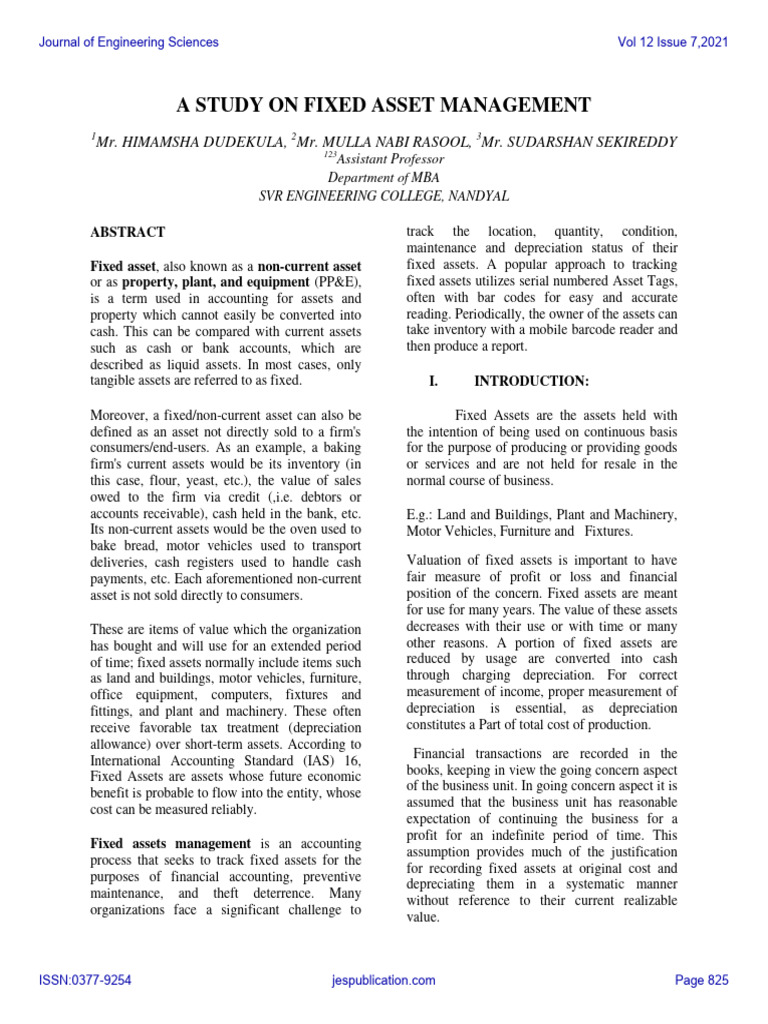 2021-V12I70116 Cleaned | Download Free PDF | Fixed Asset | Depreciation